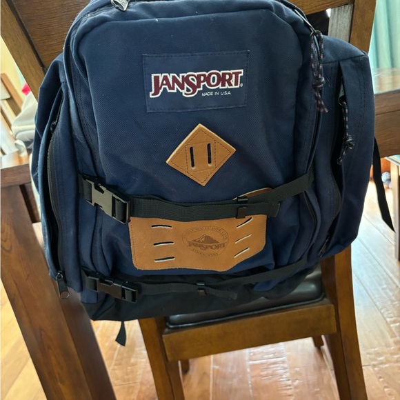 Jansport | Bags | Jansport Classic Navy And Tan Backpack | Poshmark